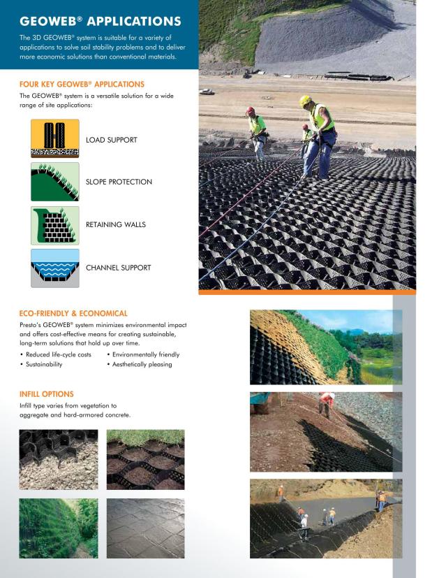Presto Geosystems, Catalogs, Soil Geoweb Soil Stabilization | ARCAT