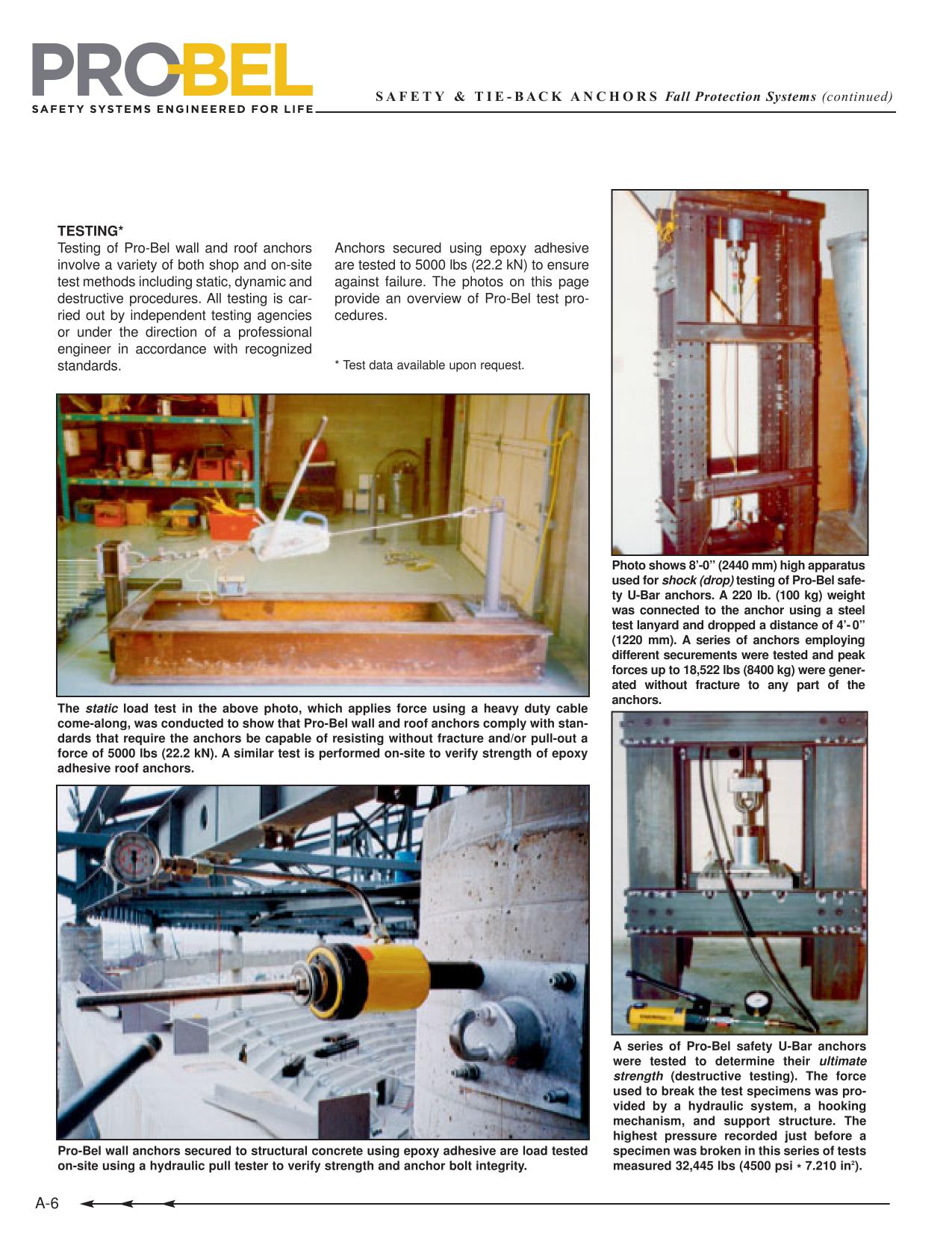 Pro-Bel Enterprises Limited, Catalogs, Safety & Tie-Back Anchors | ARCAT