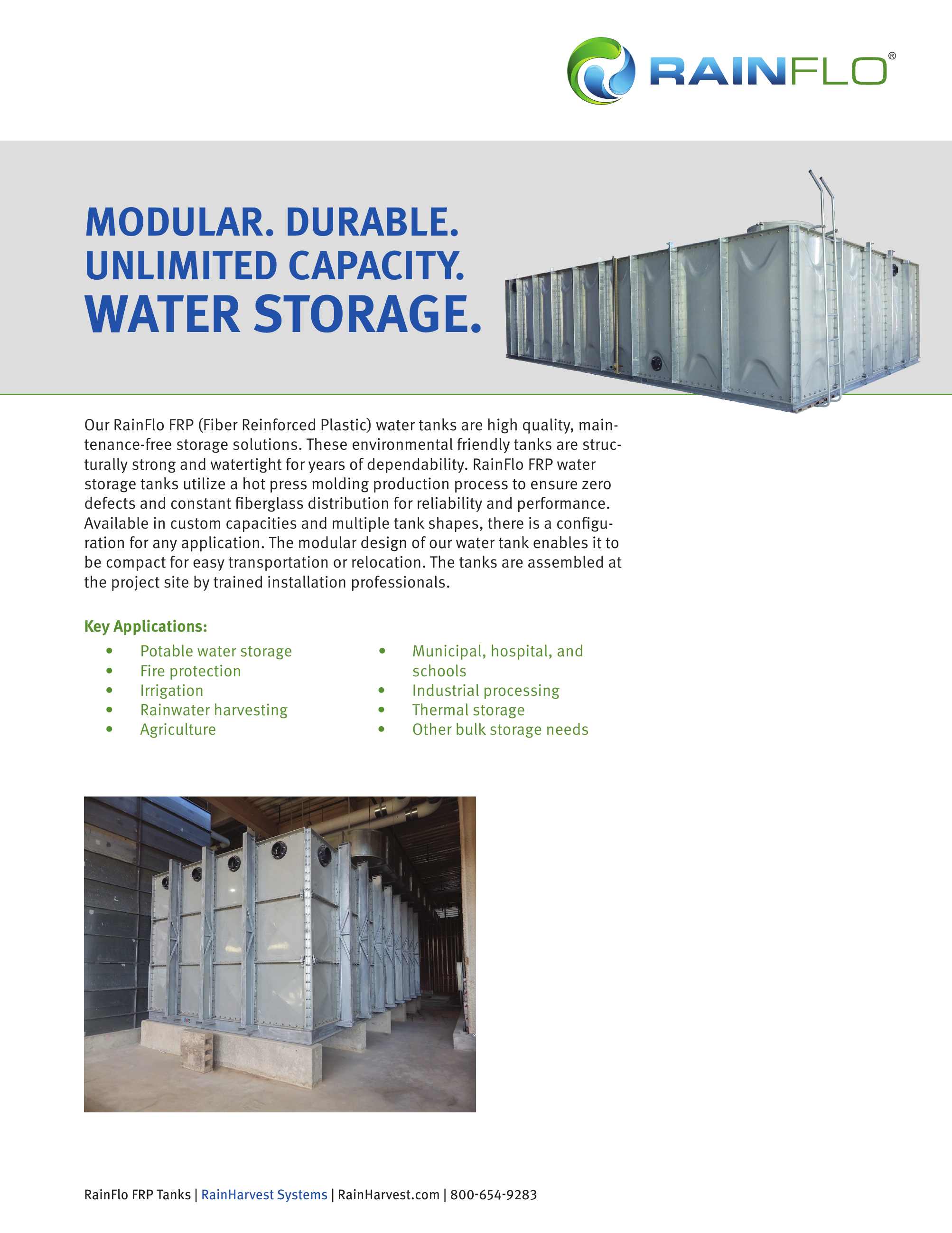 RainHarvest Systems, LLC, Catalogs, RainFlo FRP Tanks | ARCAT