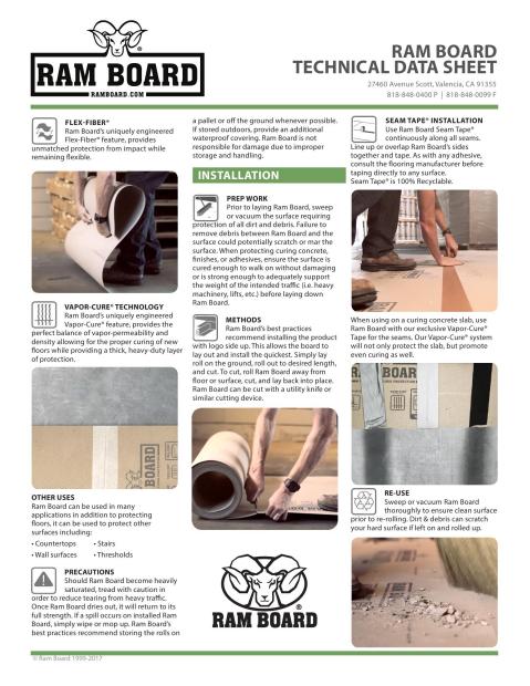 Ram Board/Surface Shields, Catalogs, Technical Data Sheet | ARCAT