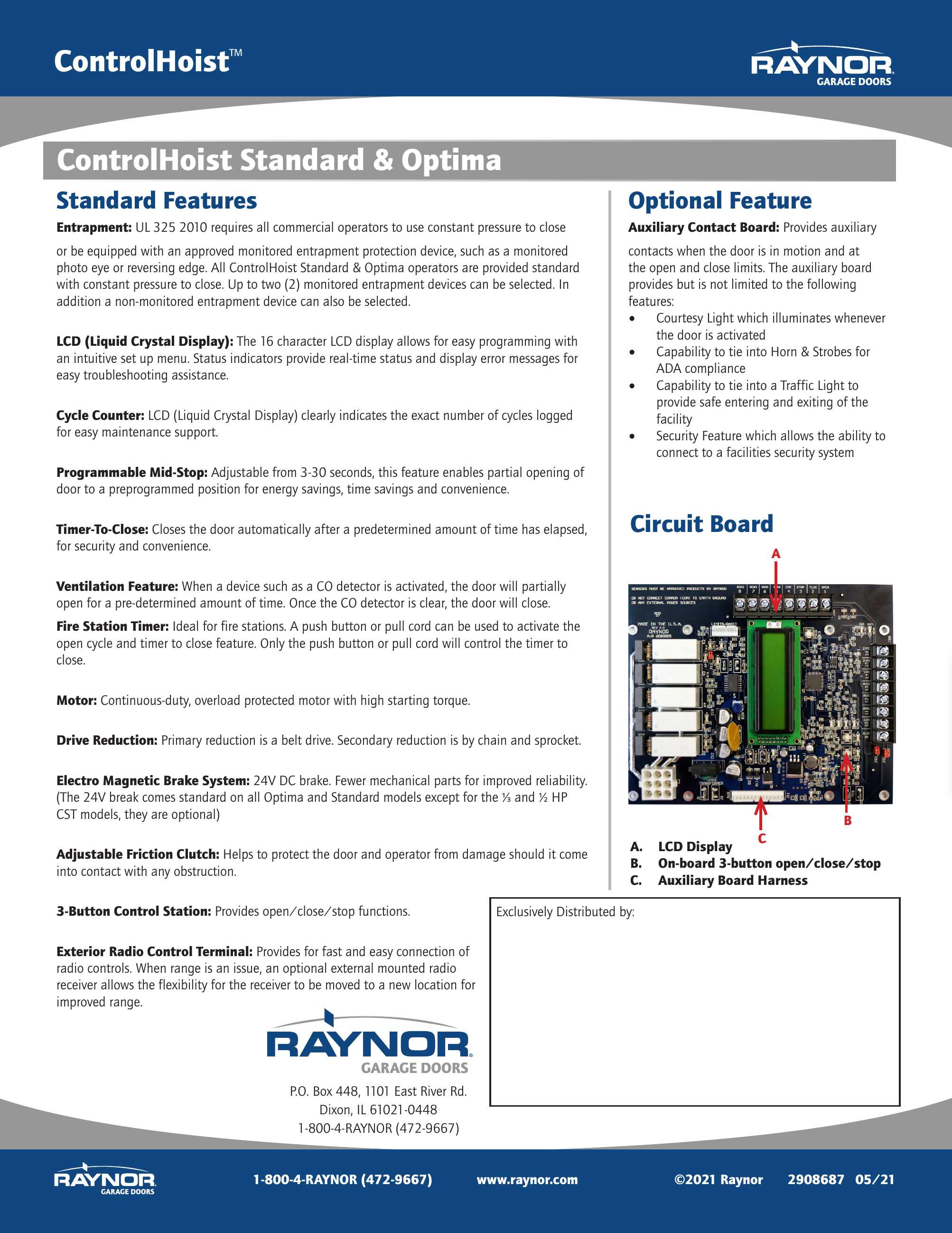 Raynor, Catalogs, ControlHoist Commercial Operators | ARCAT