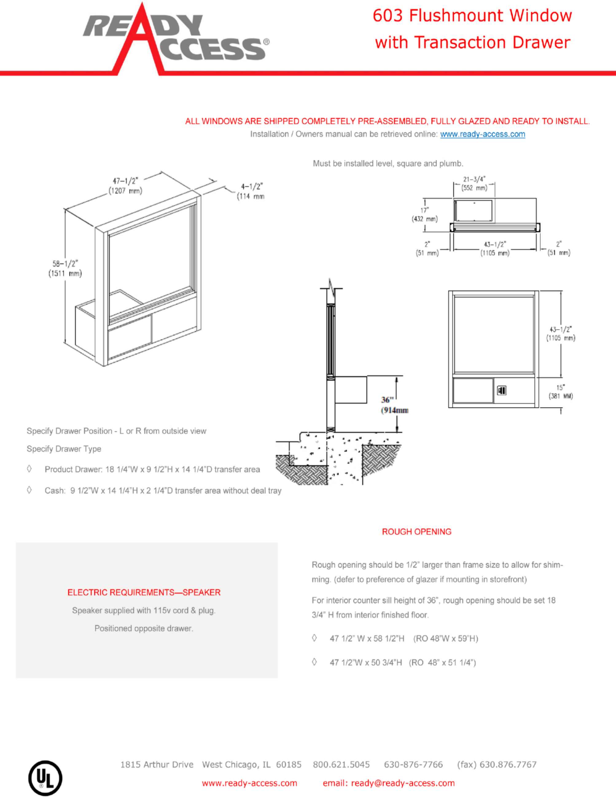 Ready Access Drive-Thru Windows, Catalogs, Cut Sheets | ARCAT