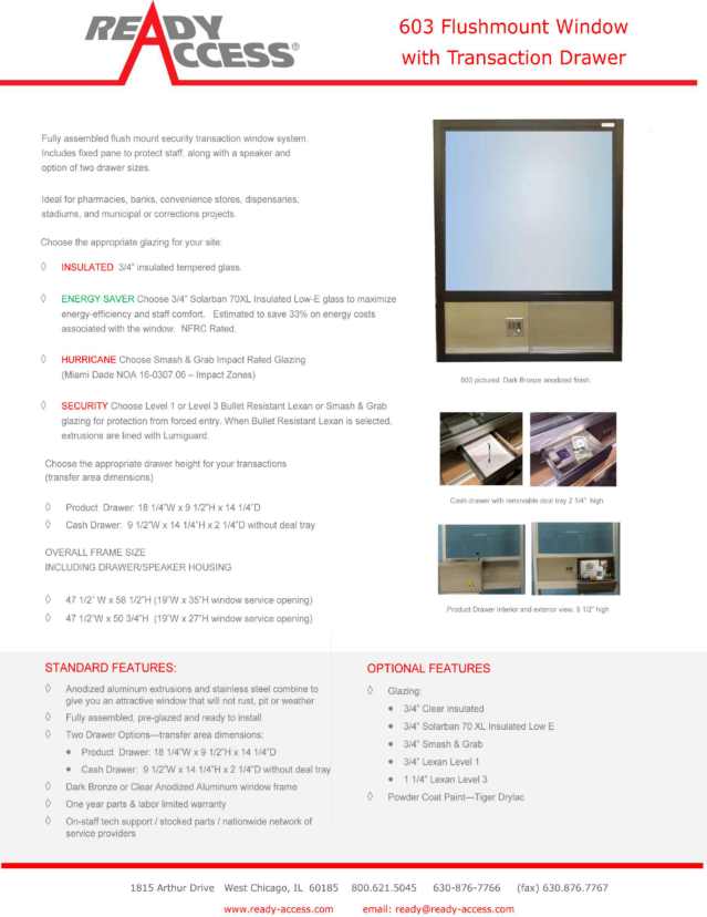Ready Access Drive-Thru Windows, Catalogs, Cut Sheets | ARCAT