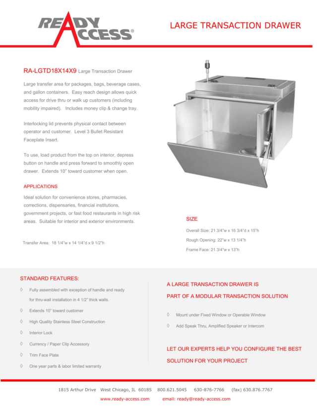 Ready Access Drive-Thru Windows, Catalogs, Cut Sheets | ARCAT
