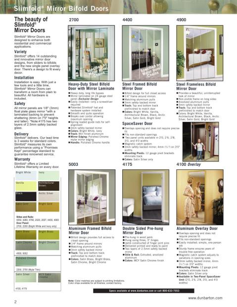 Dunbarton Corporation, Catalogs, Slimfold | ARCAT