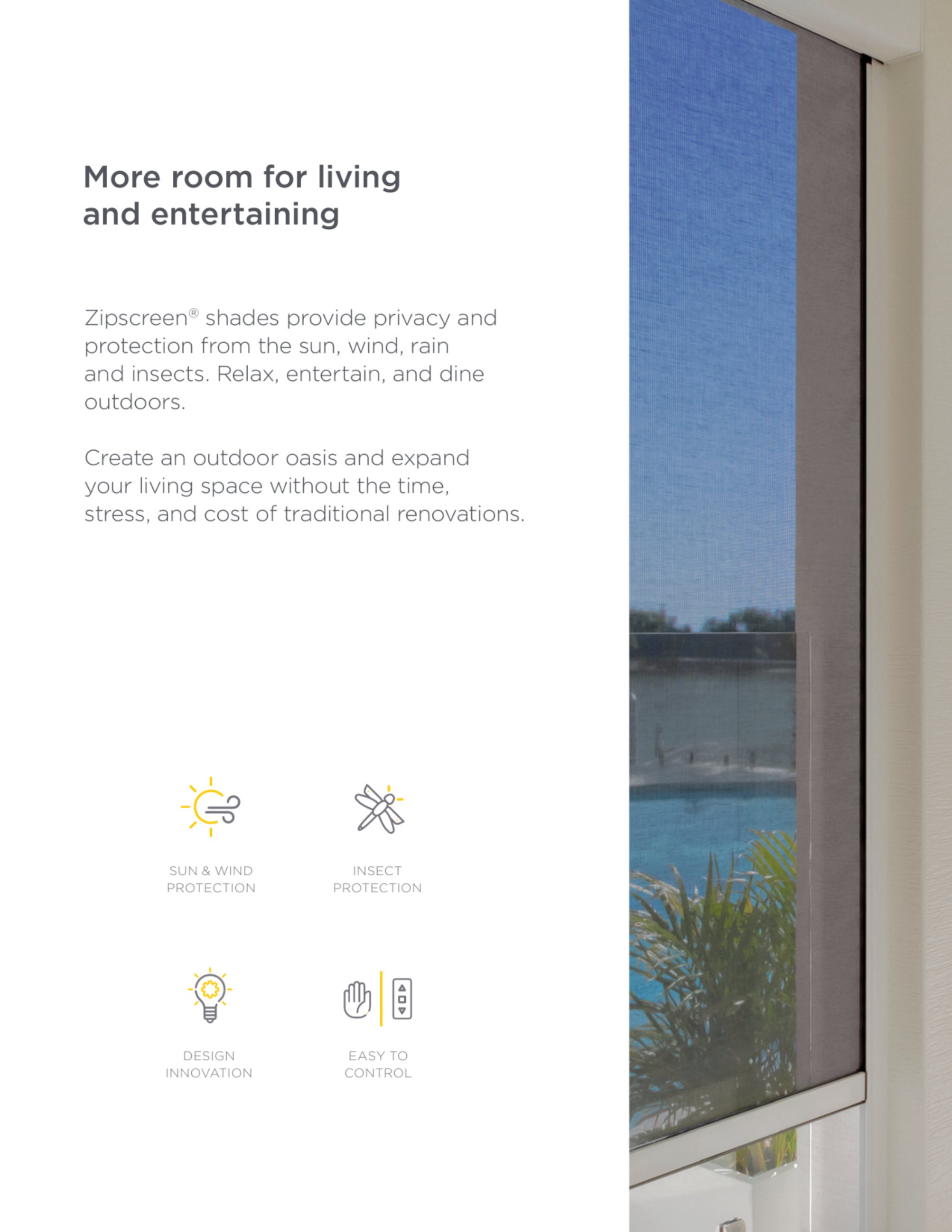 Rollease Acmeda, Catalogs, ZipScreen Exterior Shade | ARCAT