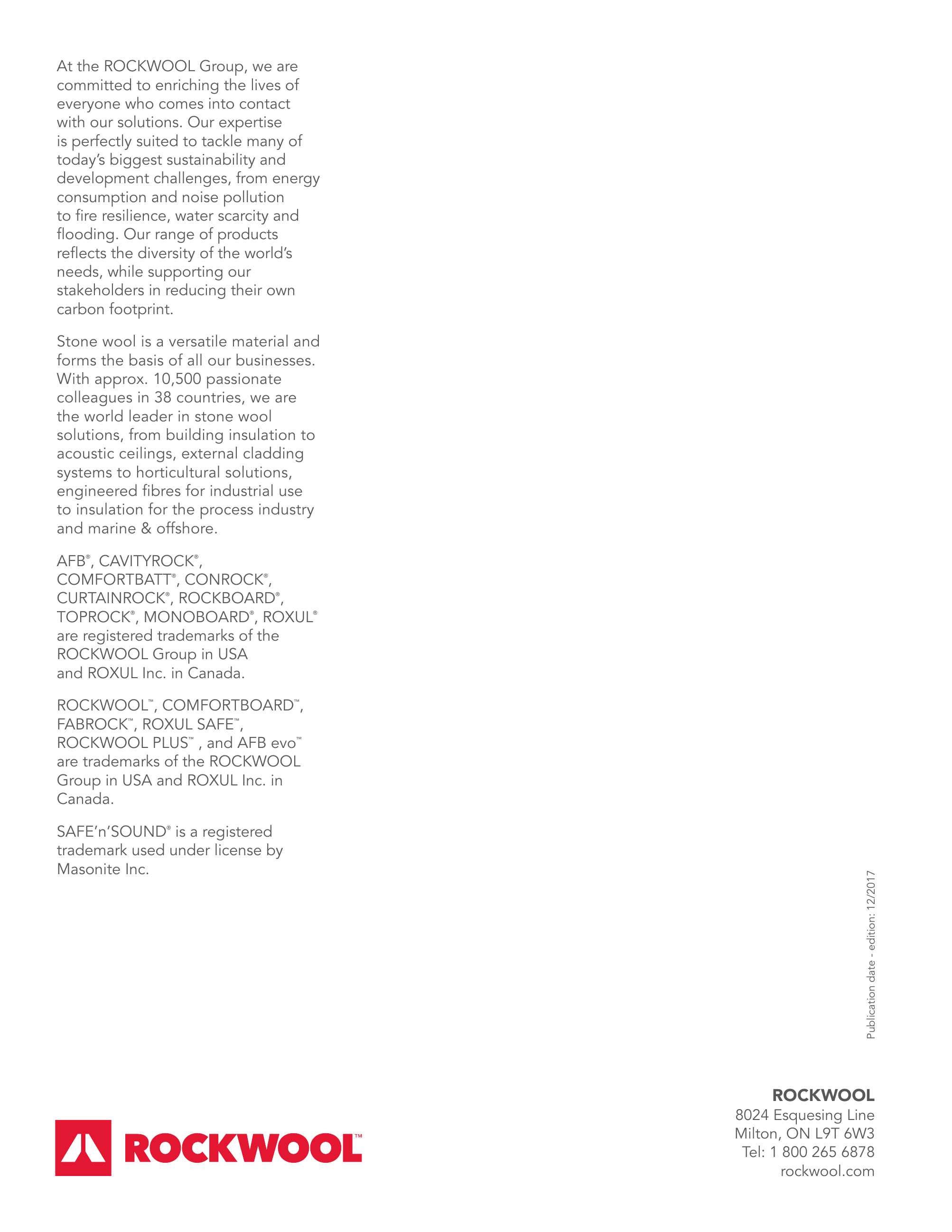 ROCKWOOL™, Catalogs, ROXUL Safe 55 & 56 and ROCKWOOL PLUS MB | ARCAT