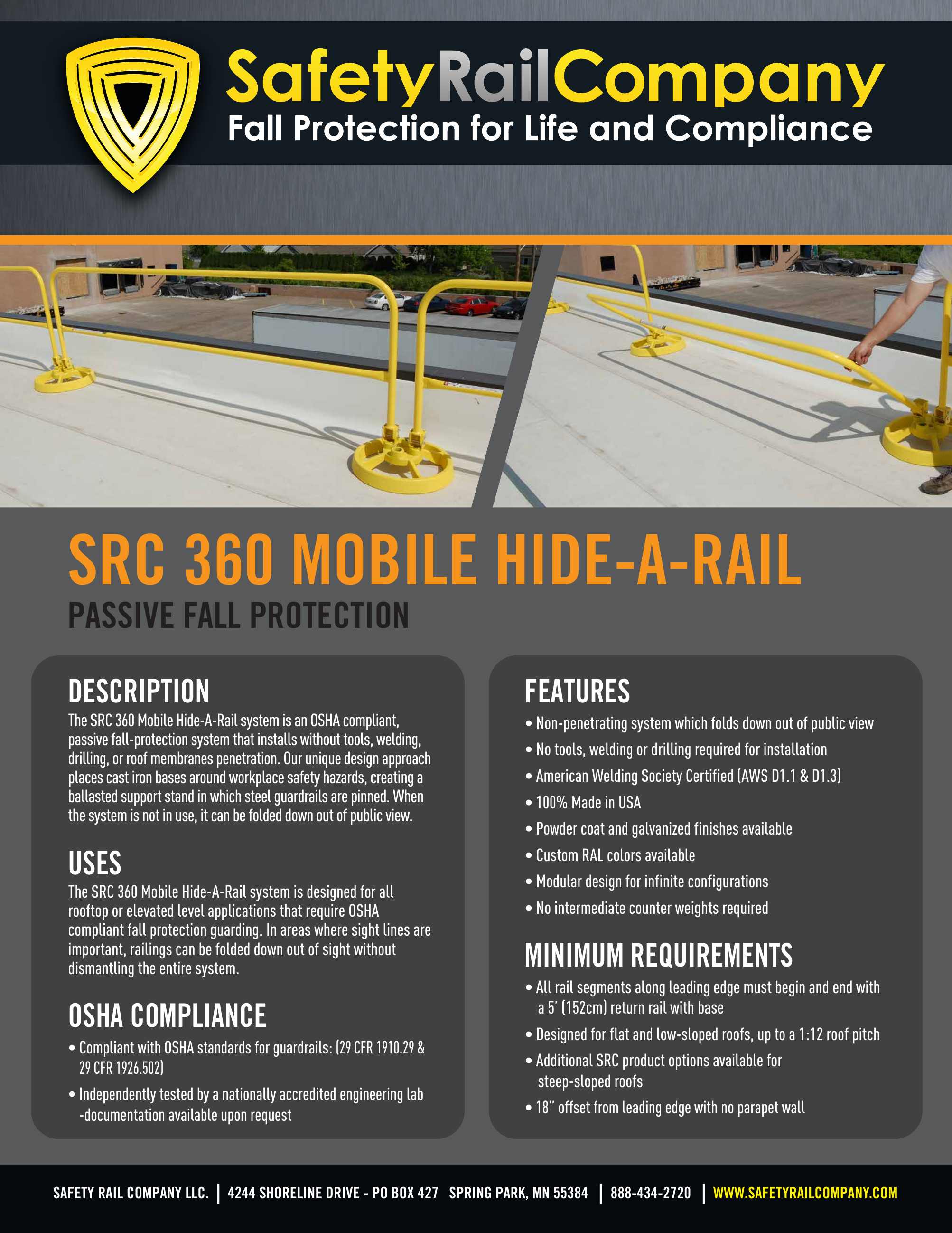 Safety Rail Company, Catalogs, SRC 360 Mobile Hide-A-Rail | ARCAT