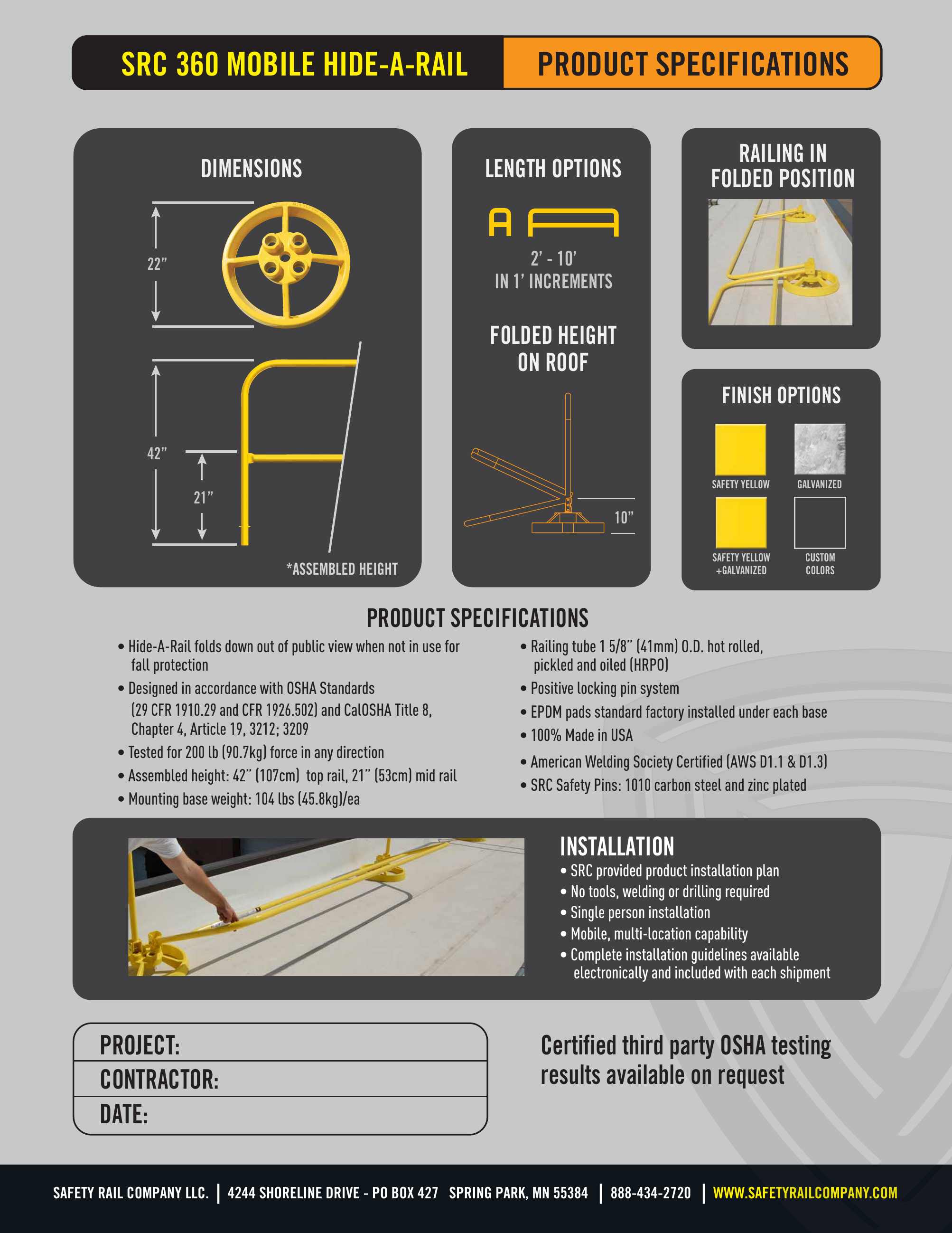 Safety Rail Company, Catalogs, SRC 360 Mobile Hide-A-Rail | ARCAT