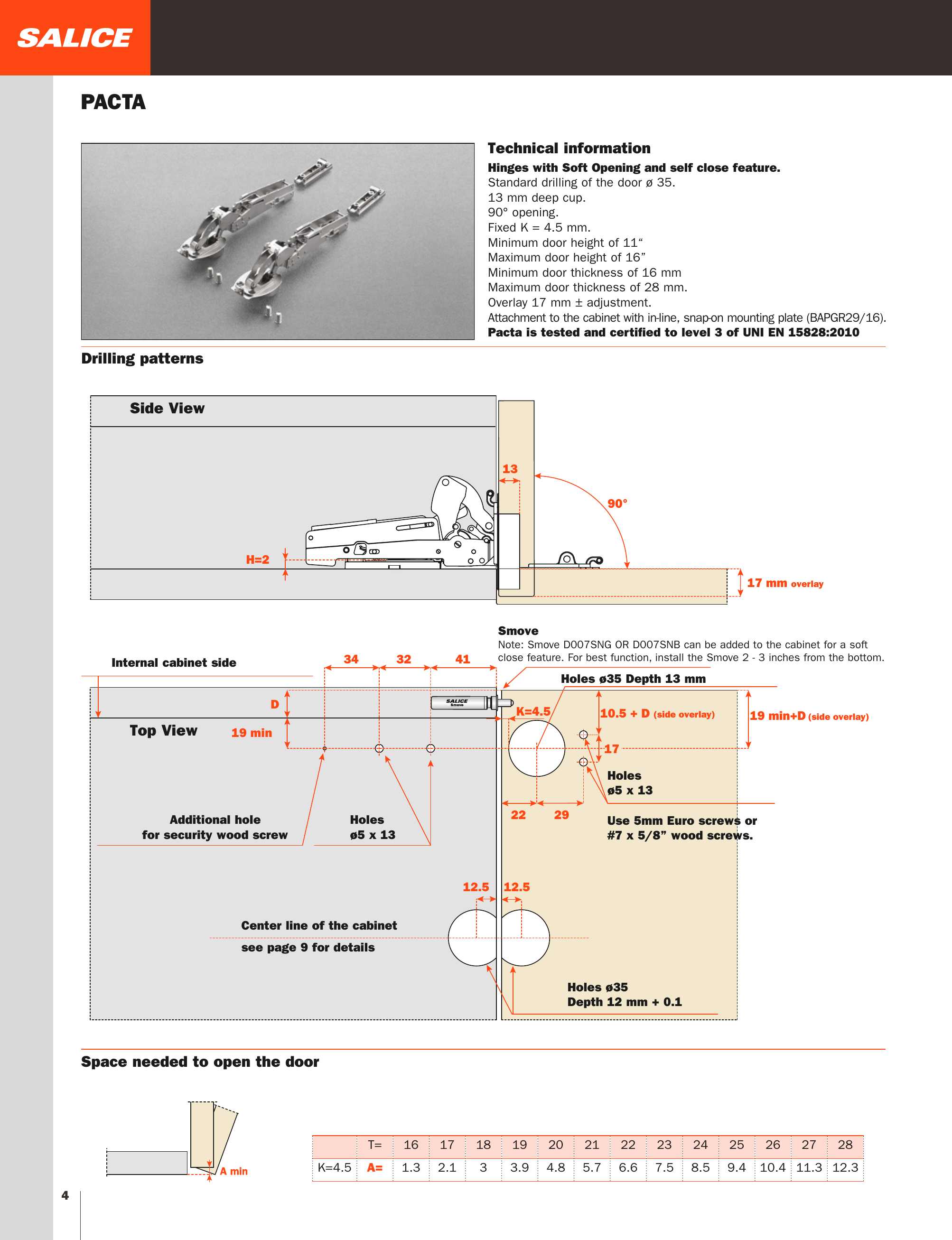 Salice America Inc., Catalogs, Pacta | ARCAT