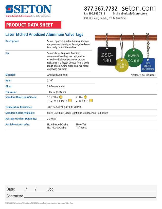 Seton Identification Products, Catalogs, Laser Etched Anodized Aluminum ...
