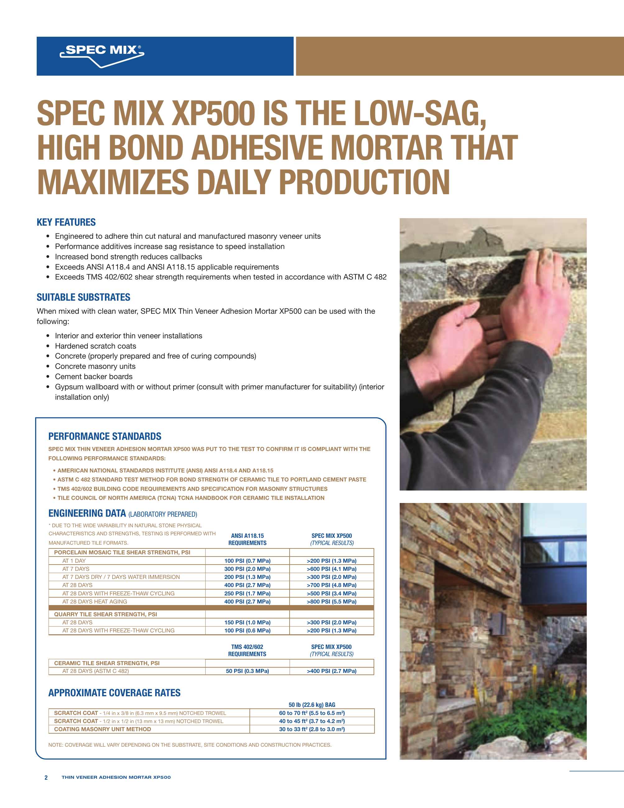 Spec Mix LLC, Catalogs, XP500 Thin Veneer | ARCAT