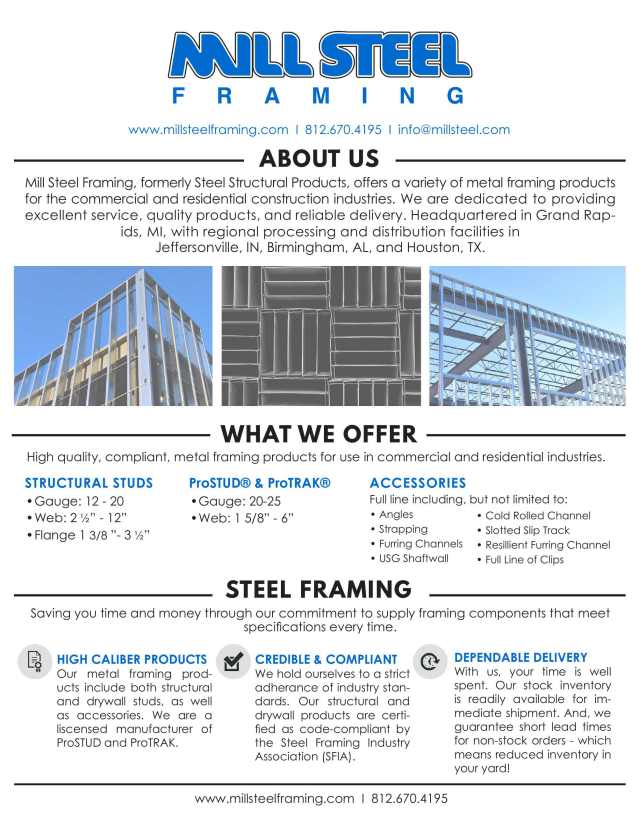 Mill Steel Framing, Catalogs, Architect Packet | ARCAT
