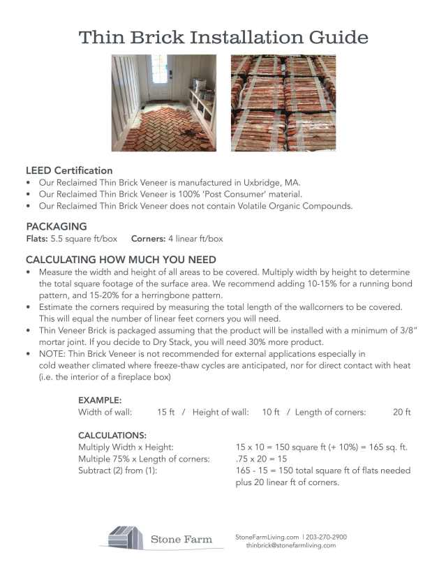 Stone Farm, Catalogs, Thin Brick Installation Guide | ARCAT