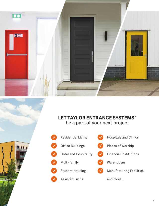 Taylor Entrance Systems, Inc., Catalogs, Product Catalog | ARCAT