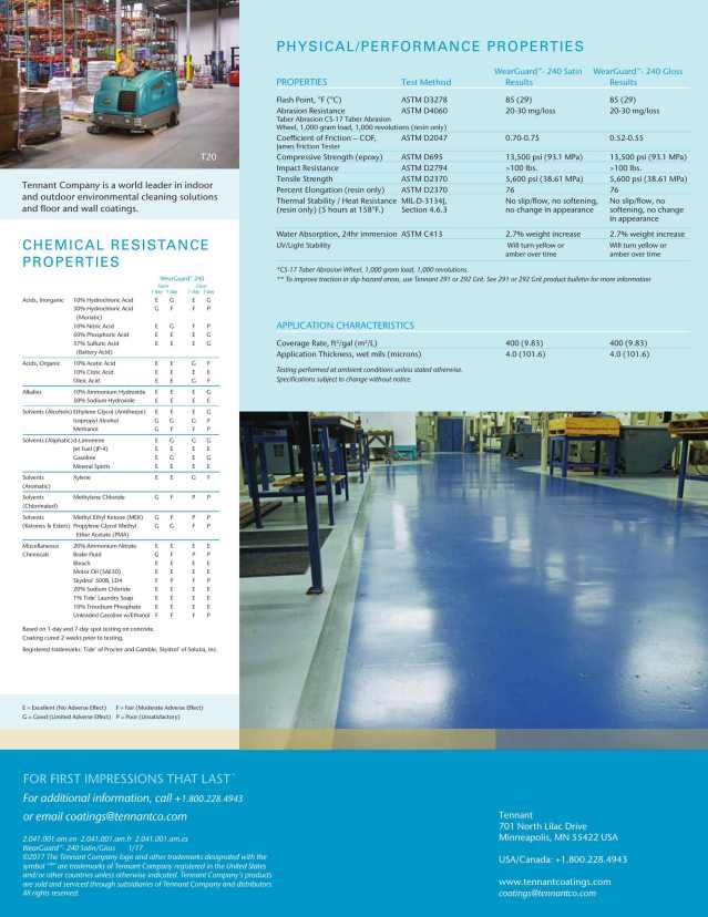 Tennant Coatings Inc., Catalogs, WearGuard Brochure | ARCAT