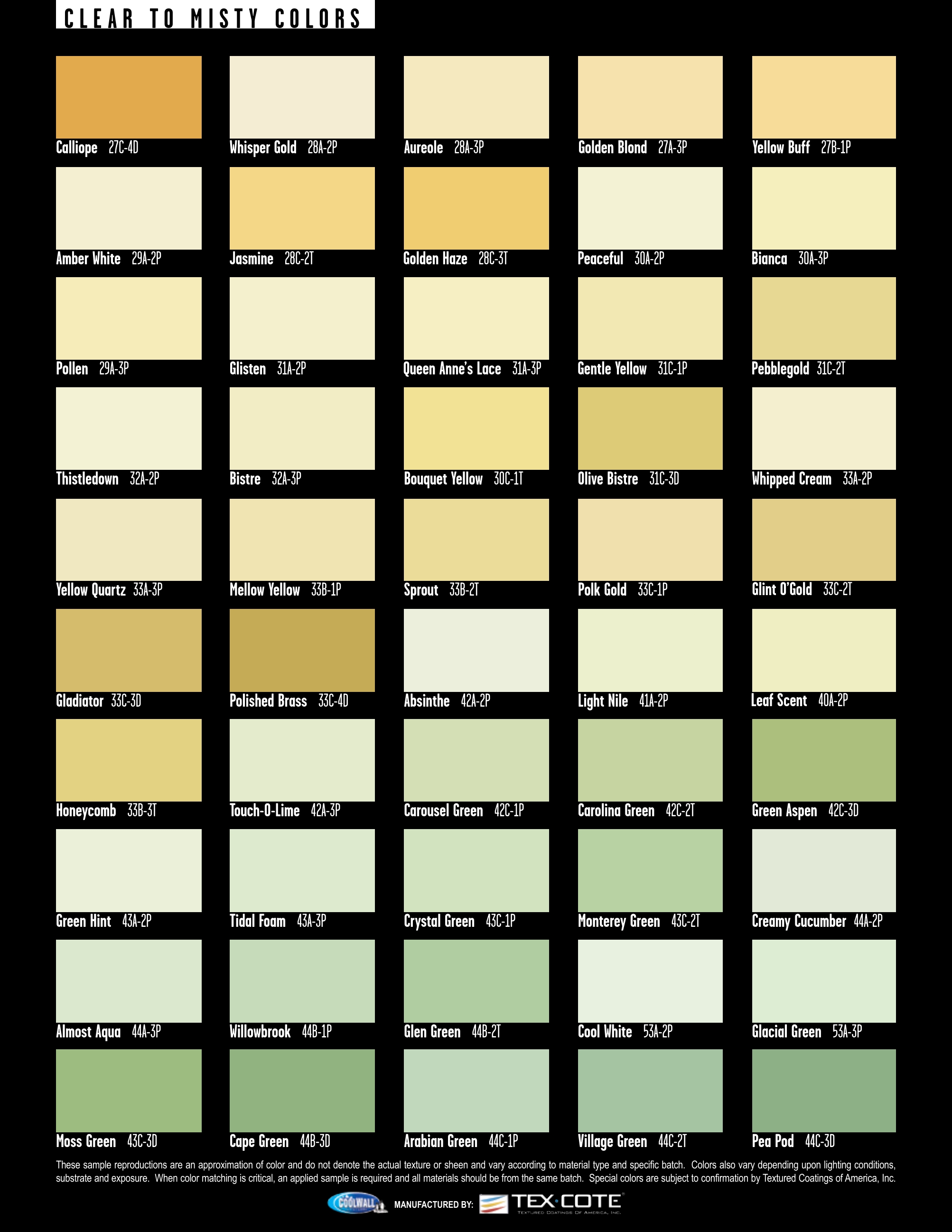 Tex-Cote LLC, Catalogs, COOLWALL Colors | ARCAT