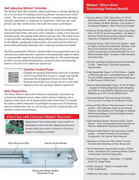 TORMAX USA Inc., Catalogs, Automatic Slide Door Systems Series TX9200 ...