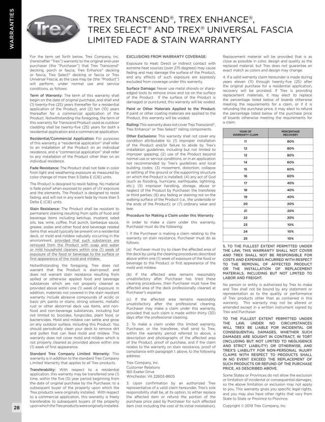 Trex Company Incorporated, Catalogs, Decking Installation Guide | ARCAT