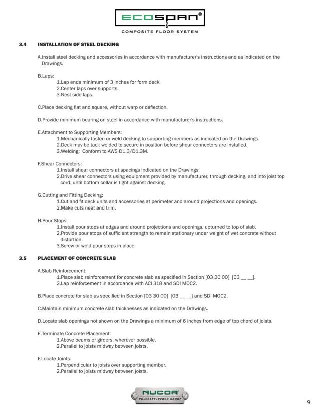 Vulcraft/Verco Group, Catalogs, Ecospan Specifications | ARCAT
