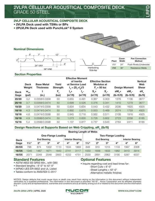 Vulcraft/Verco Group, Catalogs, Vulcraft Steel Deck LRFD | ARCAT