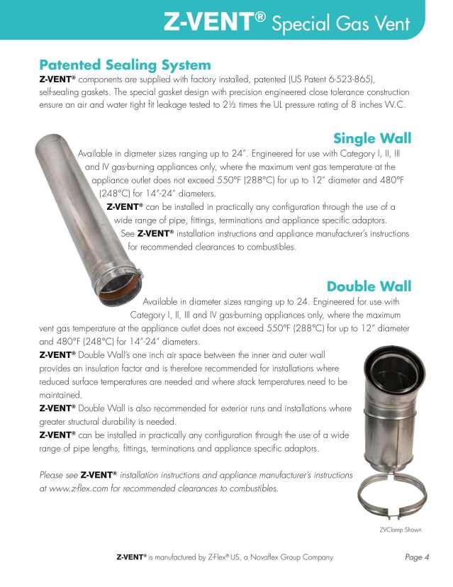 Z-Flex U.S. Inc., Catalogs, Z-Vent Special Gas Vent System | ARCAT