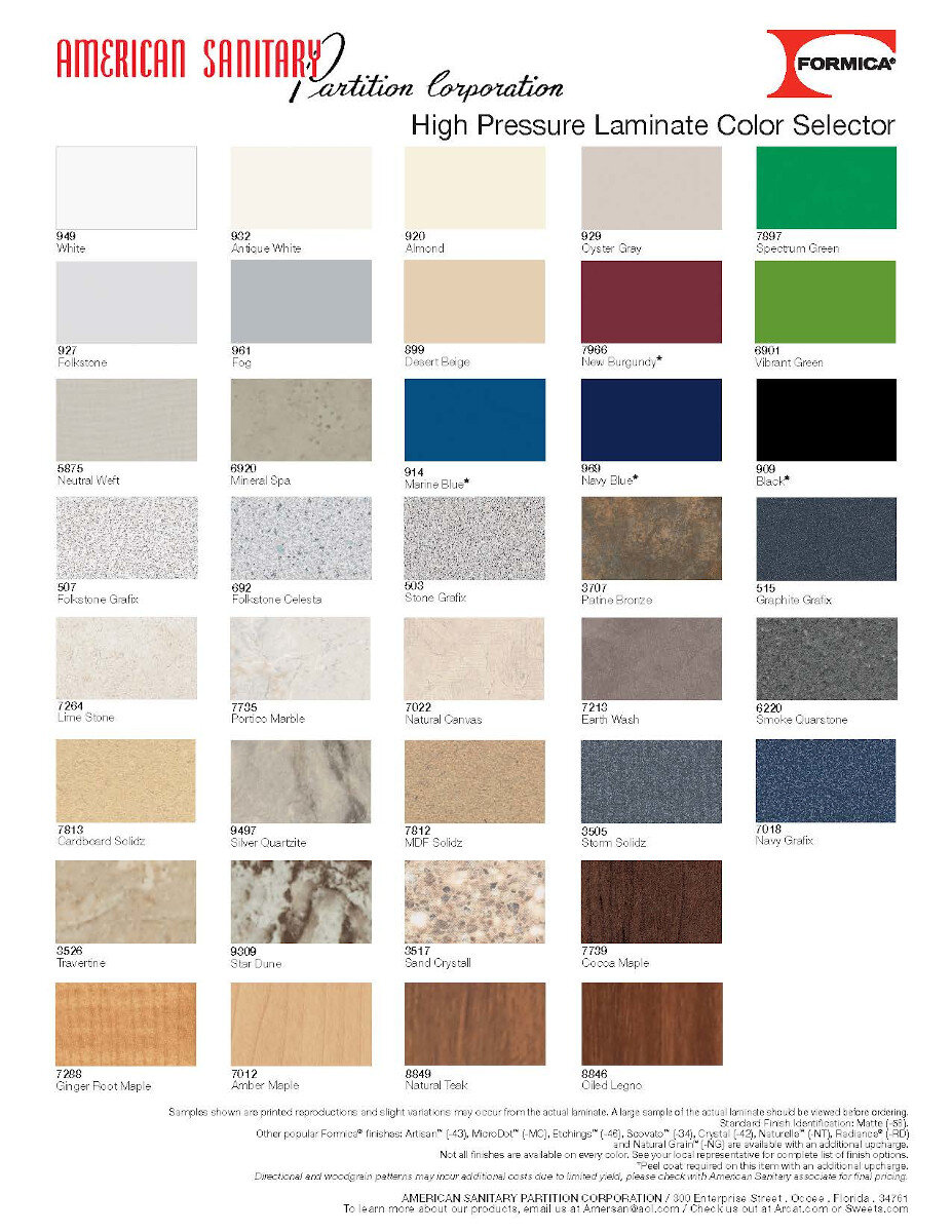 Laminate Color Chart Unika ColorFill | Laminate Joint Sealant & Repair